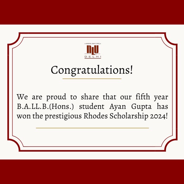 NLUD Student Ayan Gupta won the prestigious Rhodes Scholarship 2024 ...
